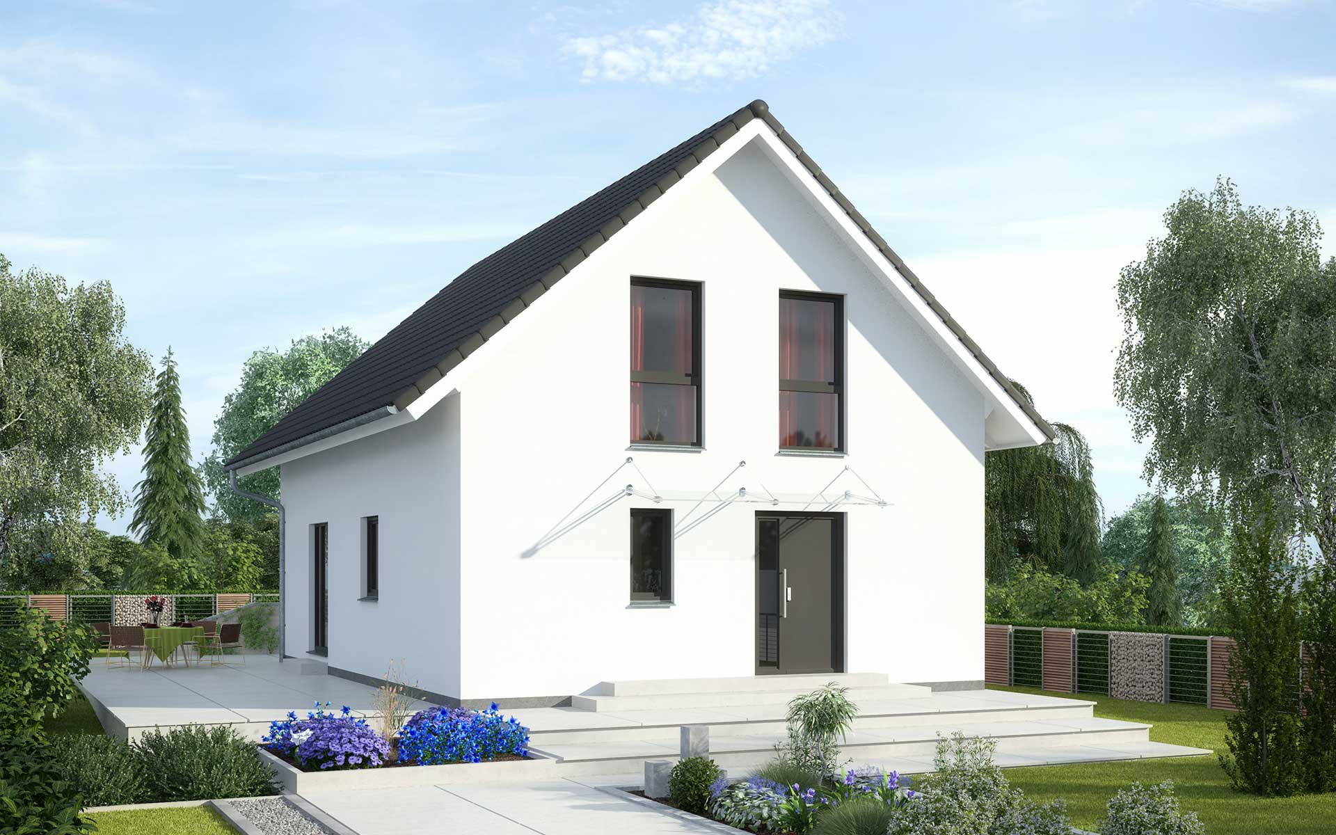Einfamilienhaus: Fertighaus-Familienhaus im klassischen Stil