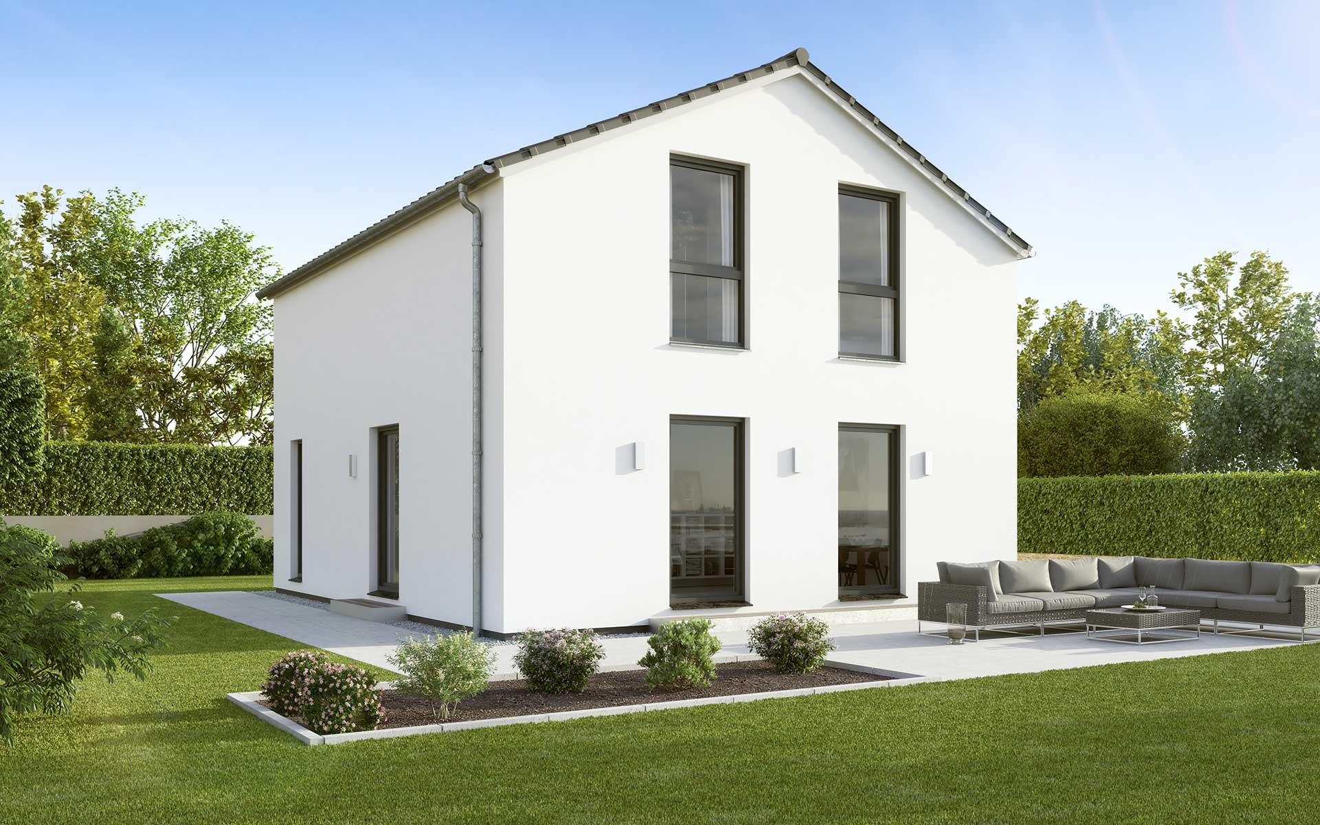 Einfamilienhaus: Fertighaus-Familienhaus im klassischen Stil
