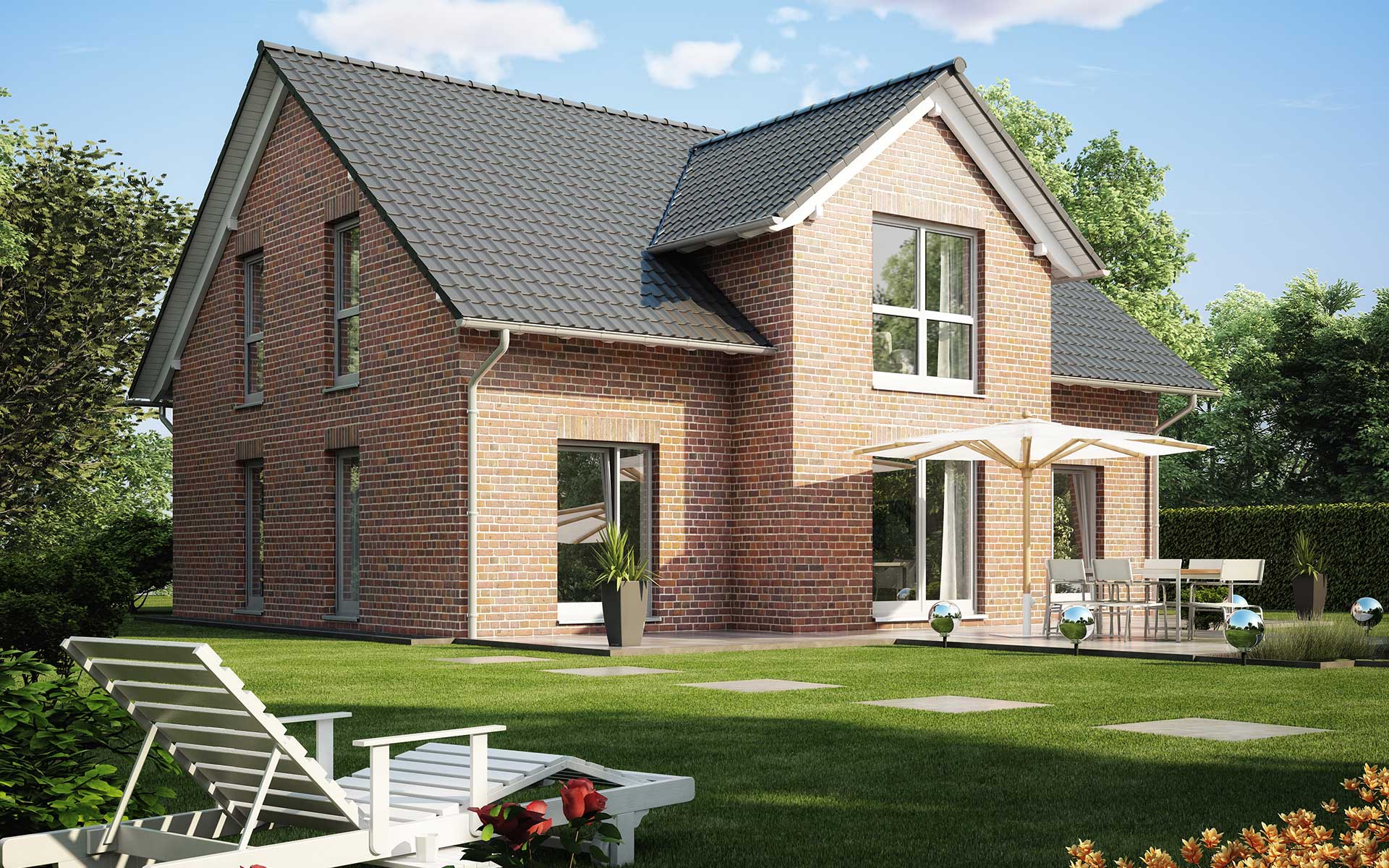 Einfamilienhaus: Fertighaus-Familienhaus im modernen Stil