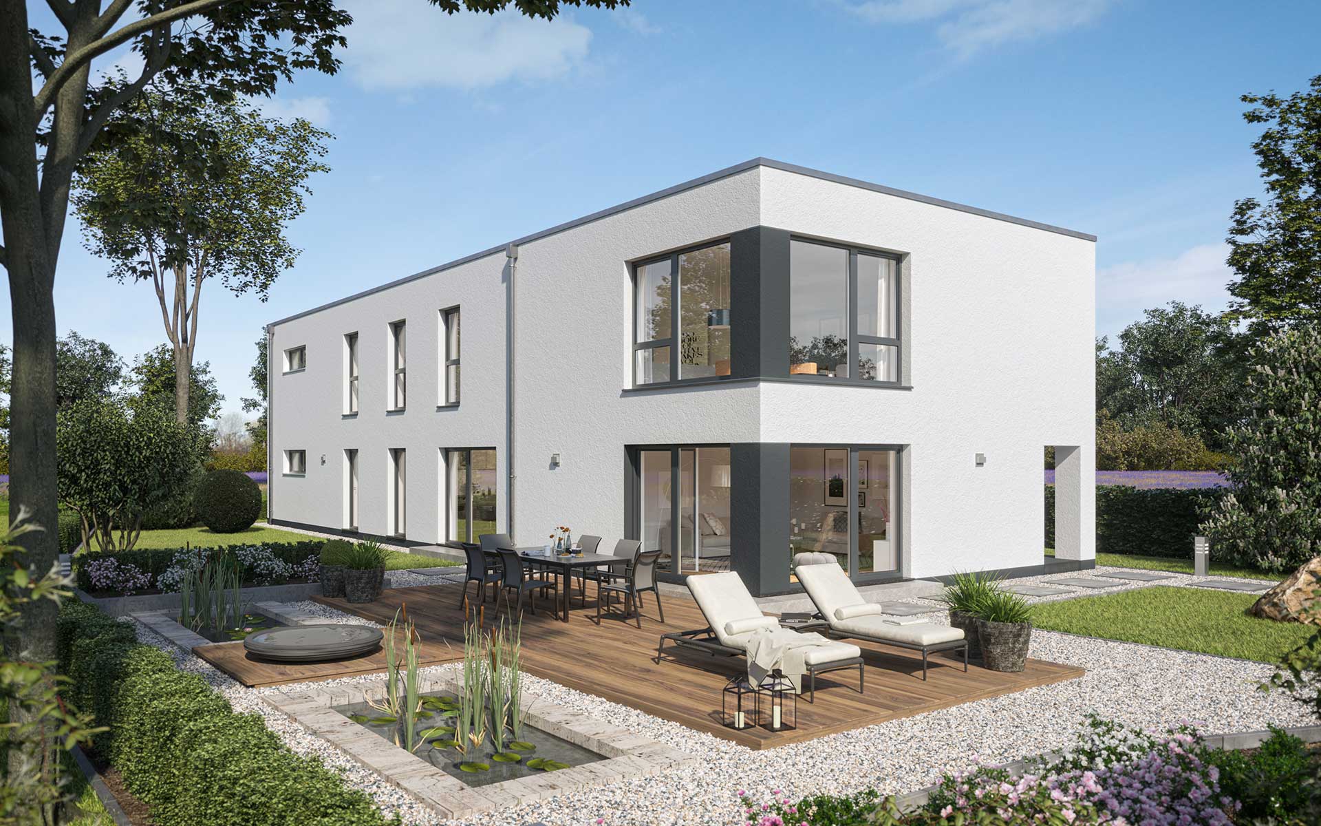 Einfamilienhaus: Fertighaus-Kubushaus im modernen Stil
