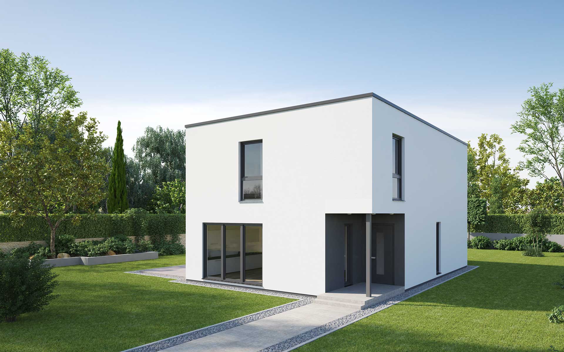 Einfamilienhaus: Fertighaus-Kubushaus im modernen Stil