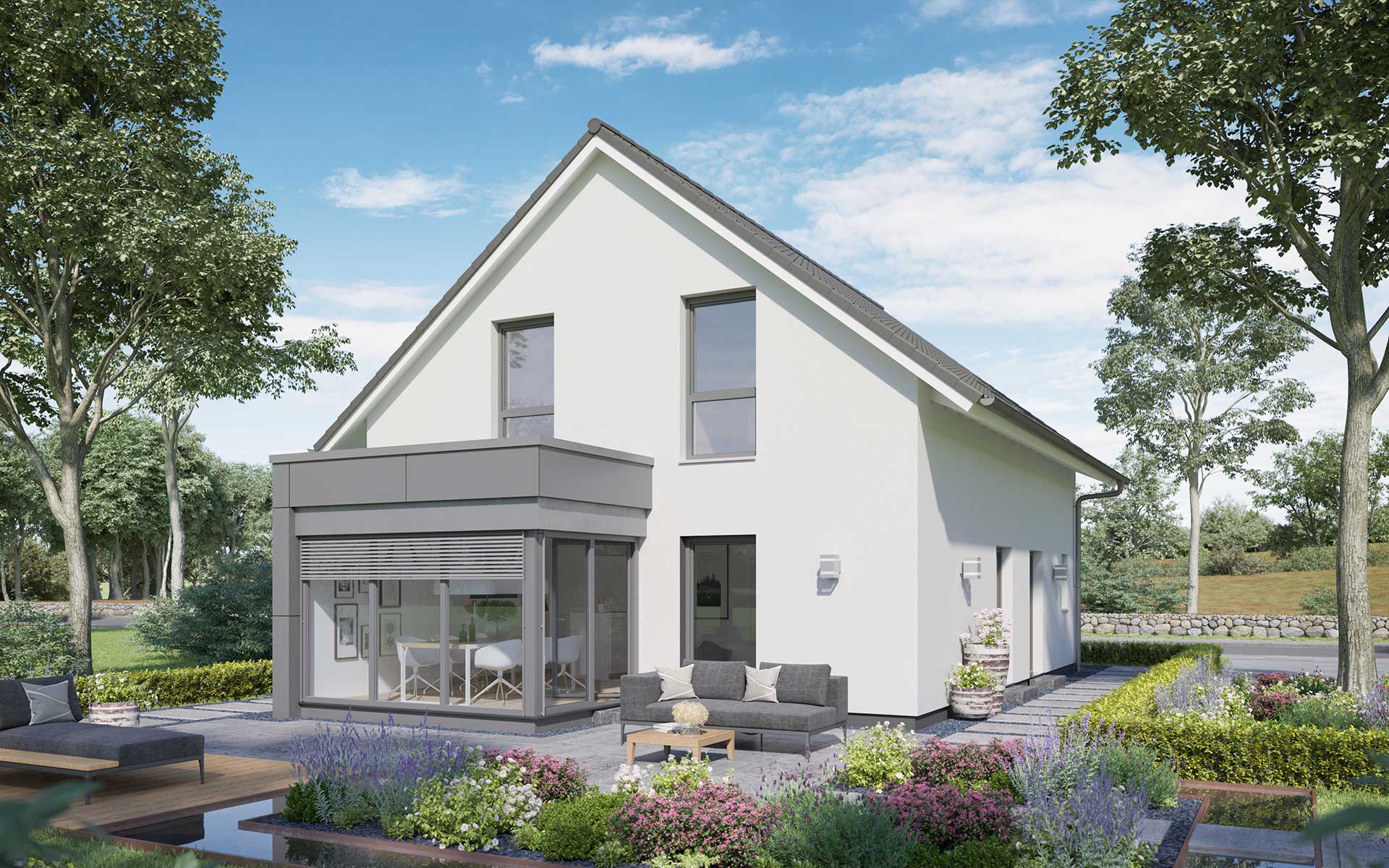 Einfamilienhaus: Fertighaus-Familienhaus im modernen Stil