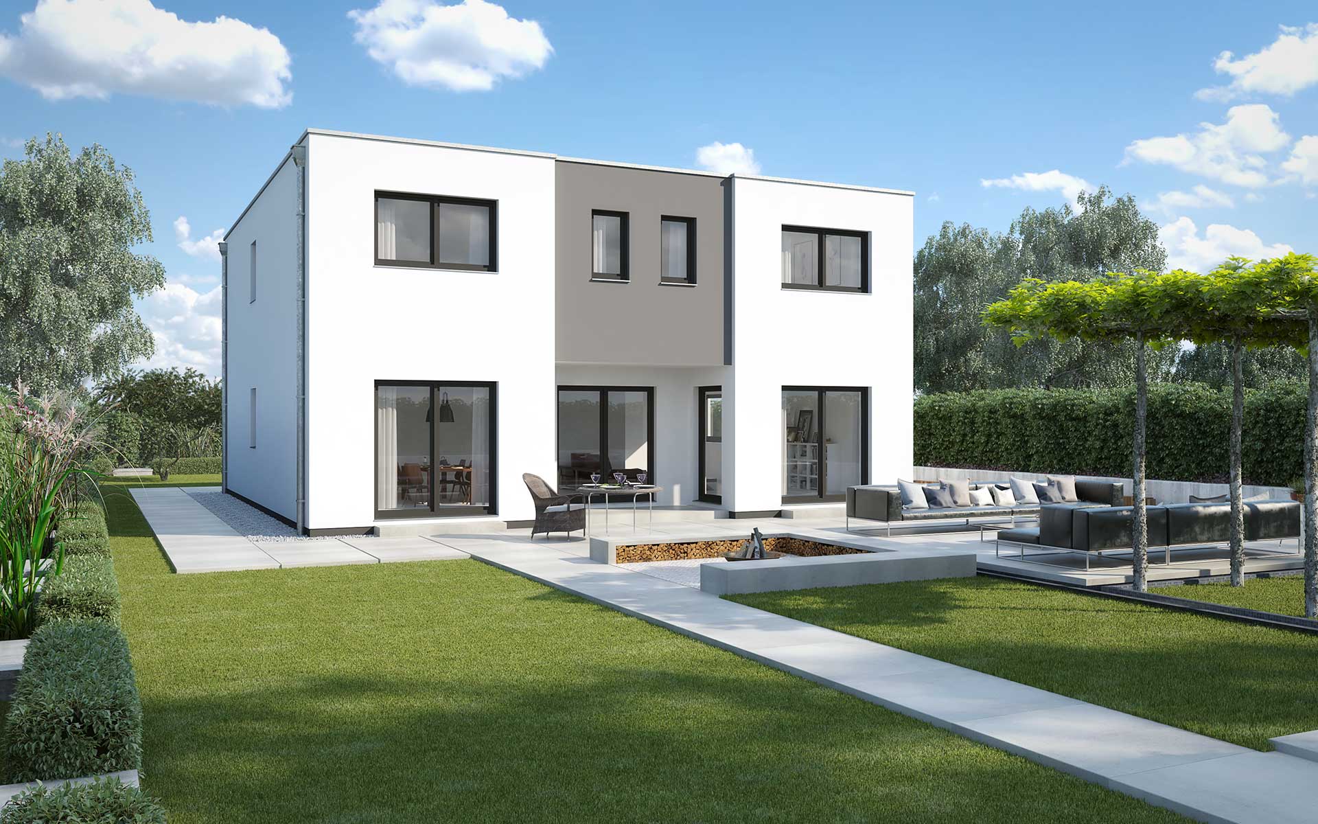 Einfamilienhaus: Fertighaus-Kubushaus im modernen Stil